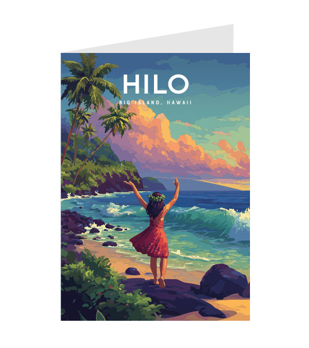 Greeting Card "Hilo, Big Island" Hawaii Travel Art – Martin & MacArthur