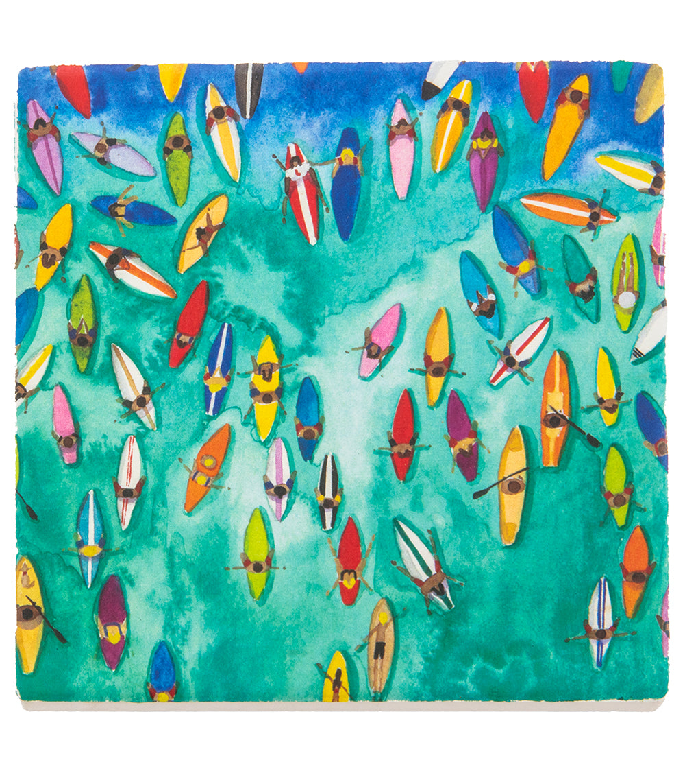 Sandstone Coaster "Paddle Out" (Blue) by Sarah Houglum – Martin & MacArthur