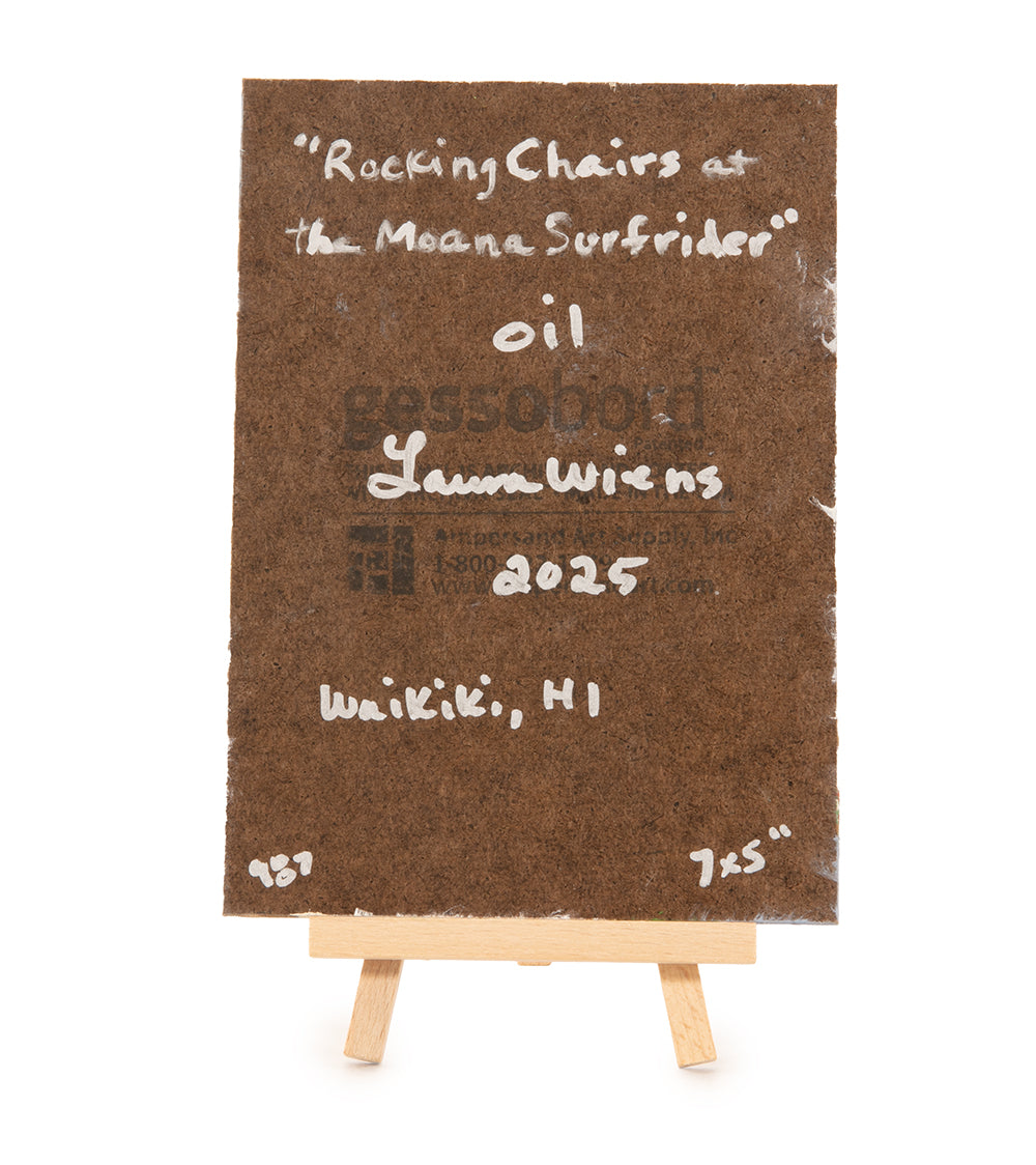 Original Oil Painting "Rocking Chairs at the Moana Surfrider 987" with ...