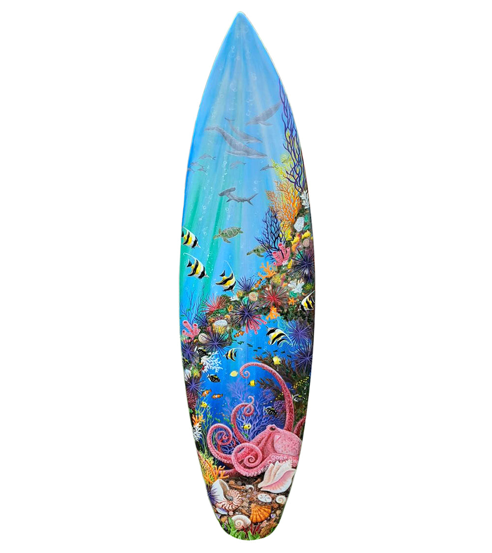 Surfboard "The Seaʻs Rainbow" #102 by Zoe Babits – Martin & MacArthur