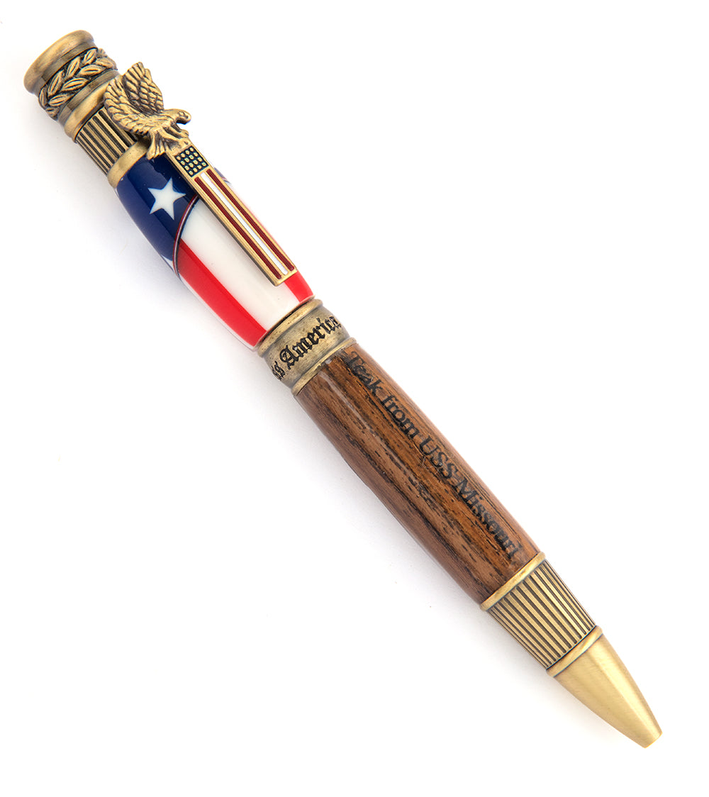 USS Missouri Teak/Resin Pen, Patriot Antique – Martin & MacArthur