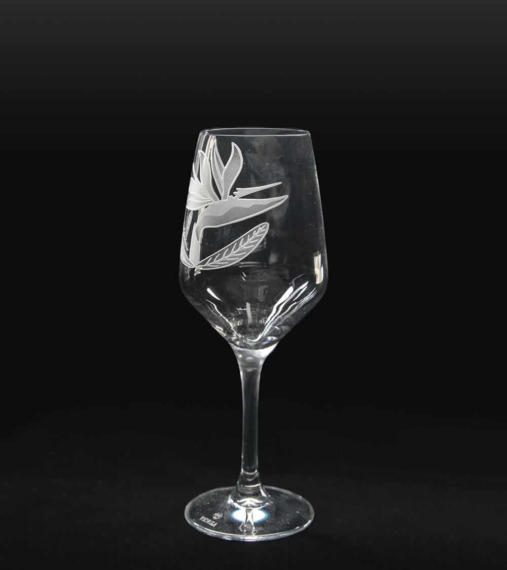 Sand-Etched Bird of Paradise White Wine. Set of 2 – Martin & MacArthur