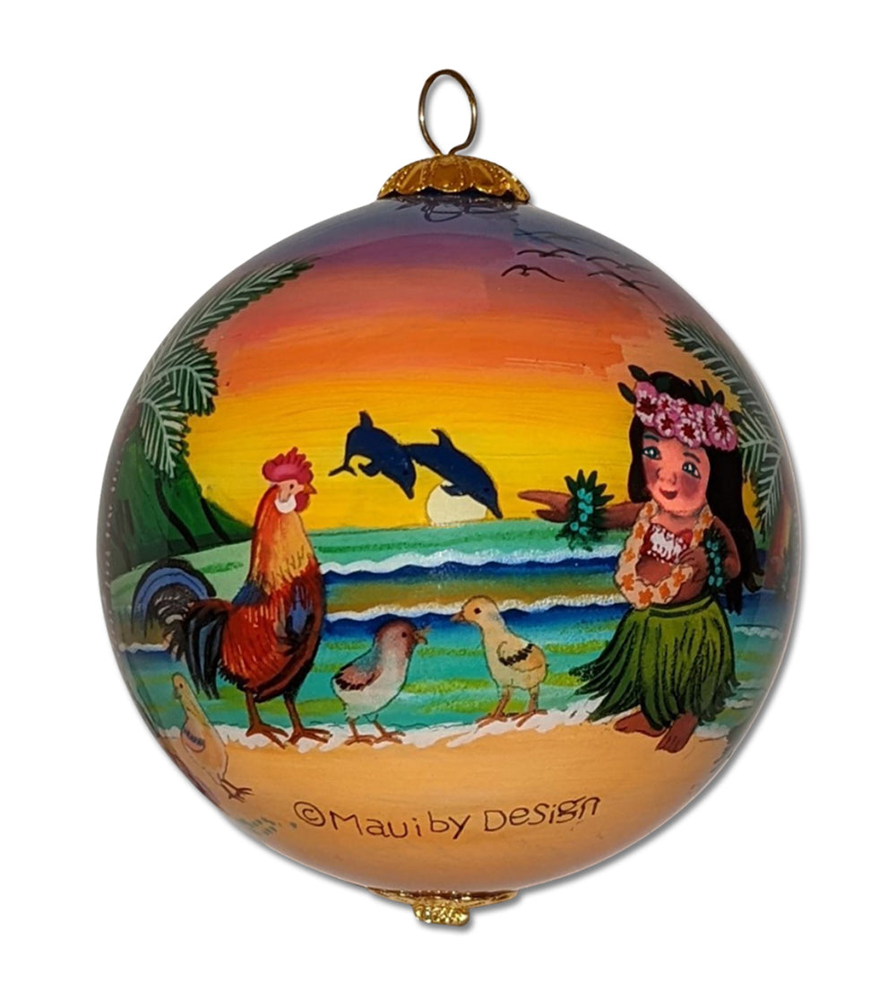 Glass Ornament - Chicks, Keiki and Rooster – Martin & MacArthur